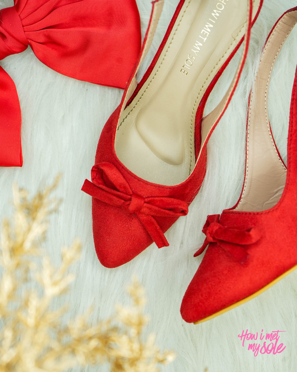 Buy Stylish & Comfortable Bowtini: Red Bow Pointed Toe Heels | HIMMS
